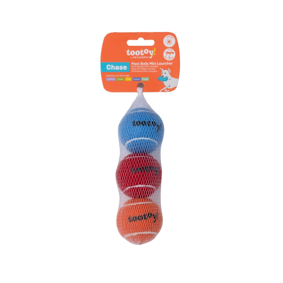Tootoy! Chase 3 Pack Squeaker Ball Mini Launcher